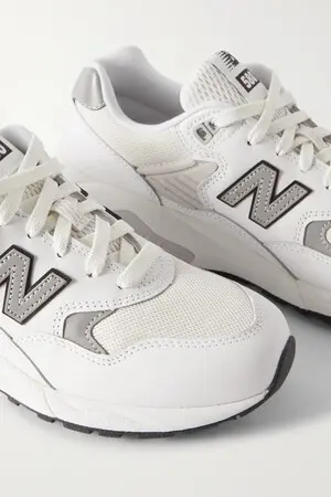 NEW BALANCE 580 Leather And Mesh Sneakers - White