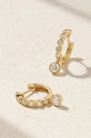 ANITA KO Huggies 18-karat Diamond Hoop Earrings - Gold