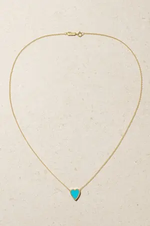JENNIFER MEYER Mini Heart 18-karat Turquoise Necklace