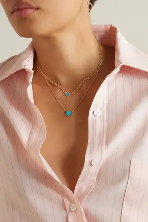 JENNIFER MEYER Mini Heart 18-karat Turquoise Necklace