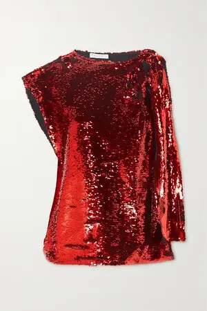 JW Anderson Tie-detailed Sequined Satin Top