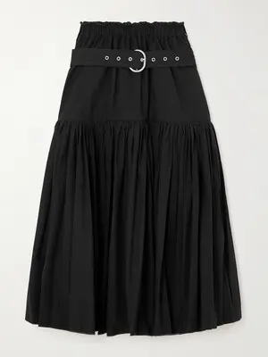JIL SANDER Belted Cotton-poplin Midi Skirt