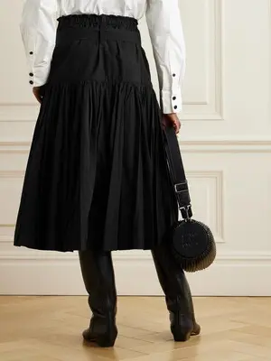 JIL SANDER Belted Cotton-poplin Midi Skirt