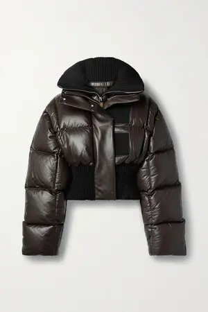 Givenchy Cropped Wool-blend Trimmed Quilted Down Leather Jacket
