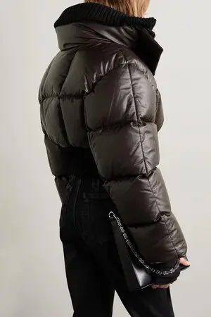 Givenchy Cropped Wool-blend Trimmed Quilted Down Leather Jacket