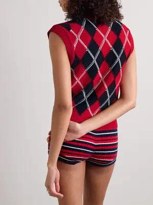 Guest In Residence Argyle Cotton-jacquard Vest