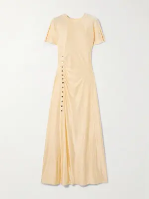 Rabanne Embellished Stretch-satin Maxi Dress - Neutrals