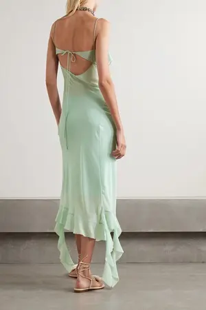 Acne Studios Asymmetric Layered Ruffled Chiffon Midi Dress