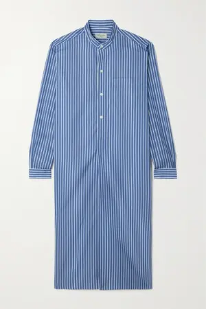 Charvet Elysee Oversized Striped Cotton-poplin Nightdress - Blue