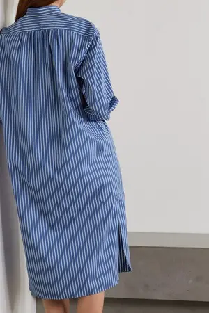 Charvet Elysee Oversized Striped Cotton-poplin Nightdress - Blue