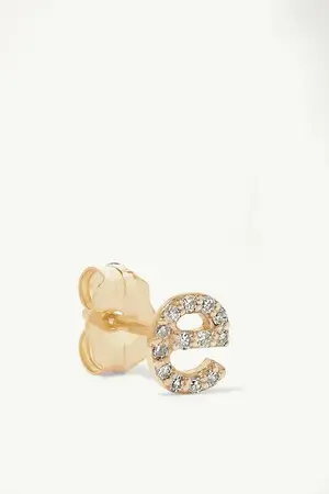 STONE AND STRAND Alphabet Diamond Stud Earring - Gold