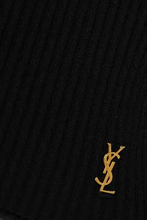 Saint Laurent Embellished Ribbed-knit Polo Sweater