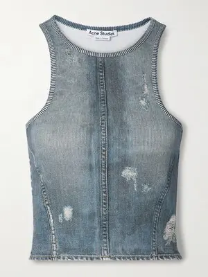 Acne Studios Cropped Ribbed Printed Tank - Blue