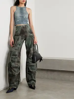 Acne Studios Cropped Ribbed Printed Tank - Blue
