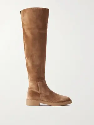 GIANVITO ROSSI Lexington Suede Over-the-knee Boots - Neutrals