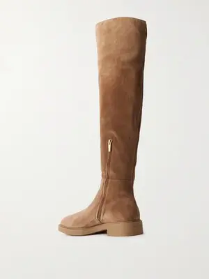 GIANVITO ROSSI Lexington Suede Over-the-knee Boots - Neutrals