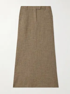 Acne Studios Embroidered Checked Linen-blend Maxi Skirt