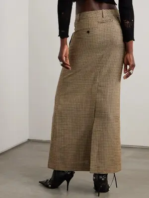 Acne Studios Embroidered Checked Linen-blend Maxi Skirt