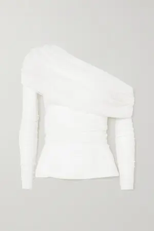 Christopher Esber Off-the-shoulder Silk-tulle Top - White