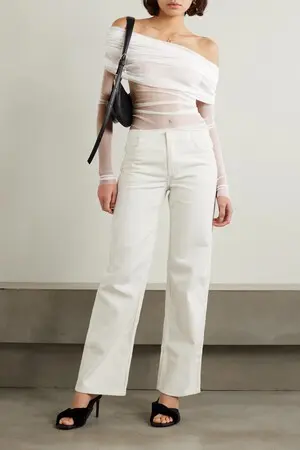 Christopher Esber Off-the-shoulder Silk-tulle Top - White