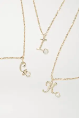 STONE AND STRAND Initial 9-karat Pearl Necklace - Gold