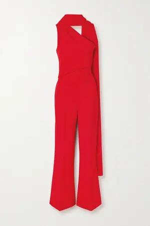 Roland Mouret Scarf-detailed Asymmetric Jumpsuit - Red