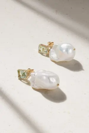 Mateo 14-karat Pearl And Amethyst Earrings - Gold