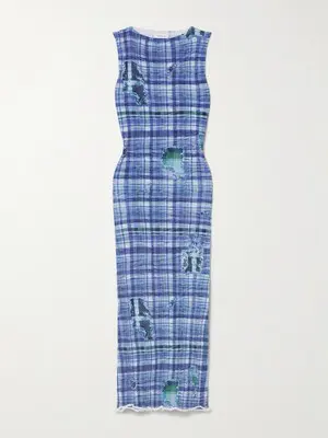 Acne Studios Printed Ribbed Stretch-knit Midi Dress