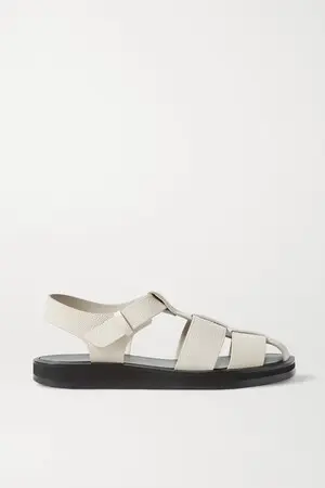THE ROW The Row Fisherman Woven Textured-Leather Sandals Off-white