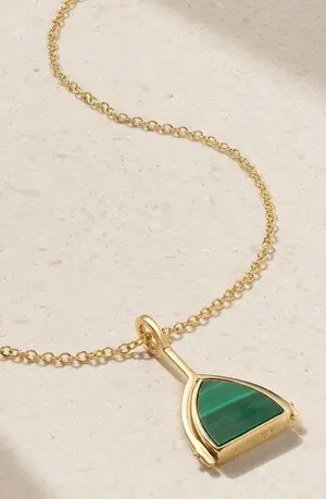 Mateo Flip 14-karat Malachite And Diamond Pendant Necklace - Gold