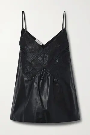 Lafayette 148 New York Broderie Anglaise Leather Top