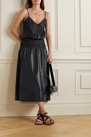 Lafayette 148 New York Broderie Anglaise Leather Top