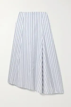 Partow Ivy Asymmetric Striped Cotton-twill Midi Skirt - Gray