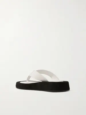 THE ROW Ginza Leather And Suede Platform Flip Flops - White