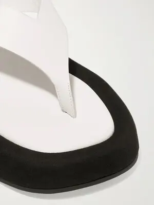 THE ROW Ginza Leather And Suede Platform Flip Flops - White