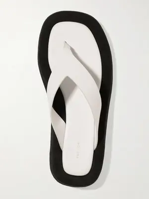 THE ROW Ginza Leather And Suede Platform Flip Flops - White