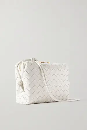 Bottega Veneta Loop Small Intrecciato Leather Shoulder Bag - White