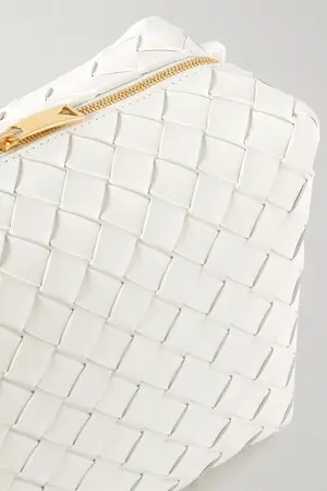 Bottega Veneta Loop Small Intrecciato Leather Shoulder Bag - White