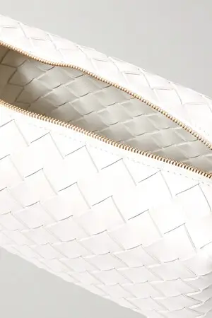 Bottega Veneta Loop Small Intrecciato Leather Shoulder Bag - White