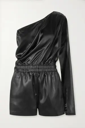 Rick Owens Convertible One-sleeve Satin Playsuit - Black
