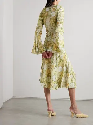 Acne Studios Wrap-effect Floral-print Hammered-crepe Mini Dress