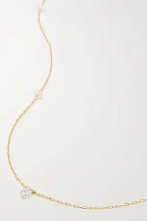 Mizuki 14-karat Pearl And Diamond Necklace - Gold