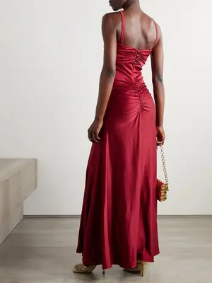 Rabanne Embellished Gathered Stretch-jersey Maxi Dress