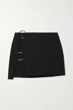 LOUISA BALLOU Embellished Recycled Stretch-jersey Mini Skirt - Black