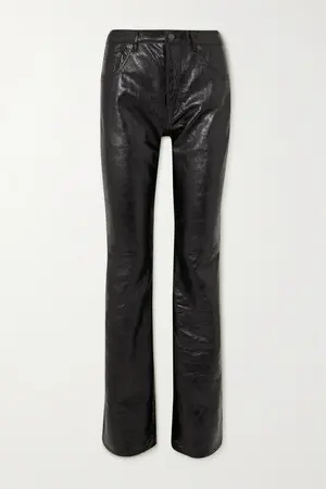 Acne Studios Crinkled Leather Straight-leg Pants - Black