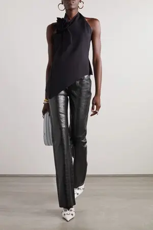 Acne Studios Crinkled Leather Straight-leg Pants - Black