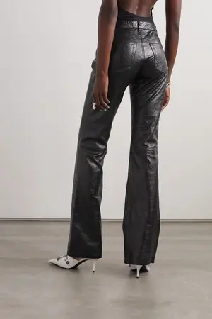 Acne Studios Crinkled Leather Straight-leg Pants - Black
