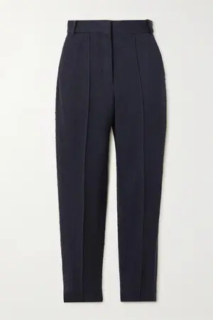 Tory Burch Pleated Wool-blend Tapered Trousers