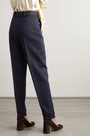 Tory Burch Pleated Wool-blend Tapered Trousers