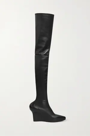 Givenchy Leather Over-the-knee Wedge Boots - Black